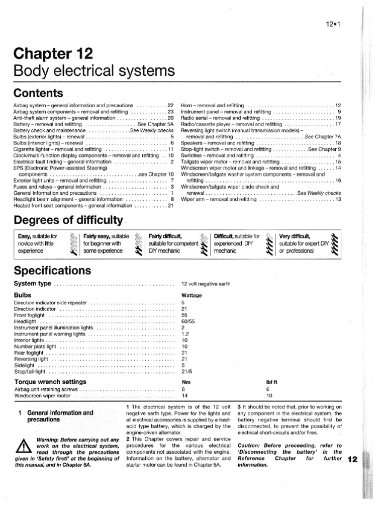 Corsa 2000-2003 - Body Electrical Systems - PDFs Free Online | PDF