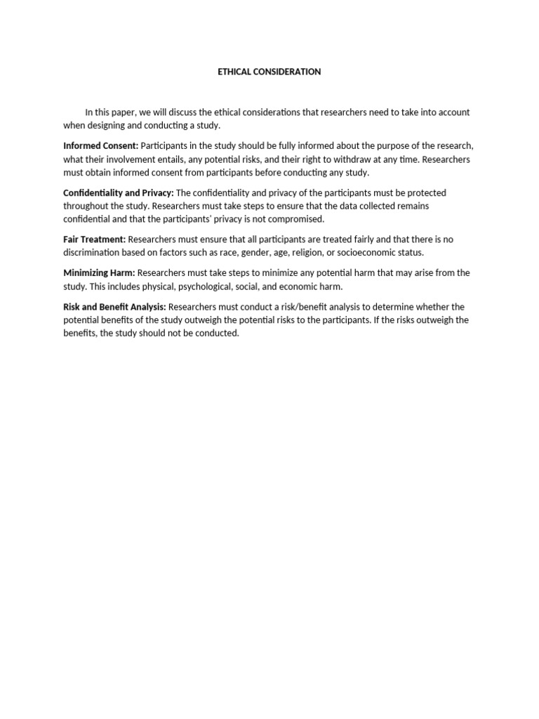 Ethical Consideration | PDF
