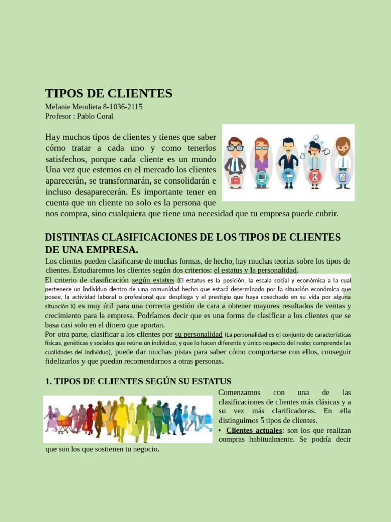 Tipos de Clientes | PDF | Business | Cliente