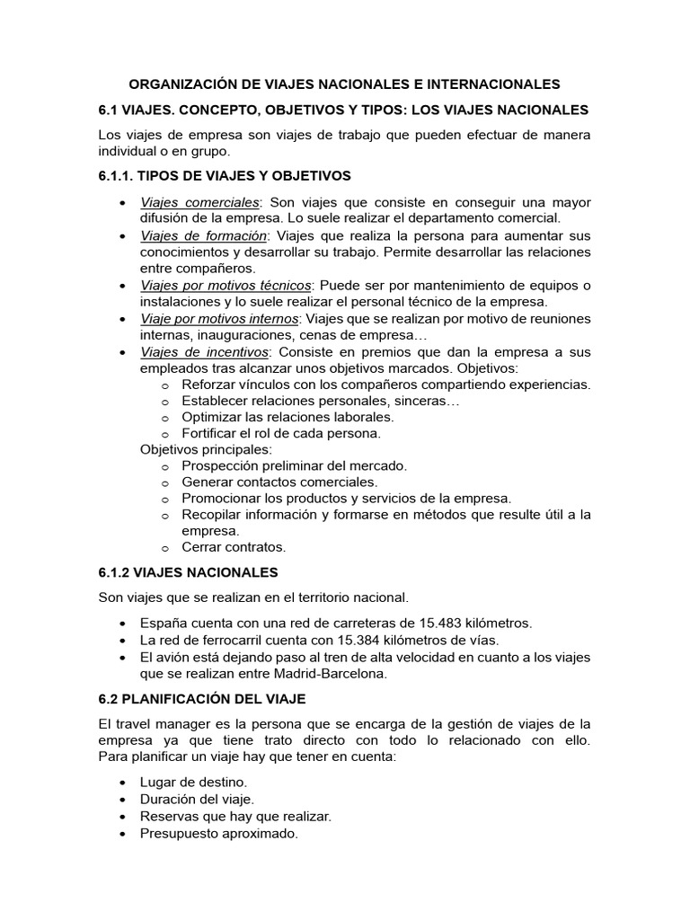 Tema 2 (6) Organización de Viajes Nacionales e Internacionales | PDF ...