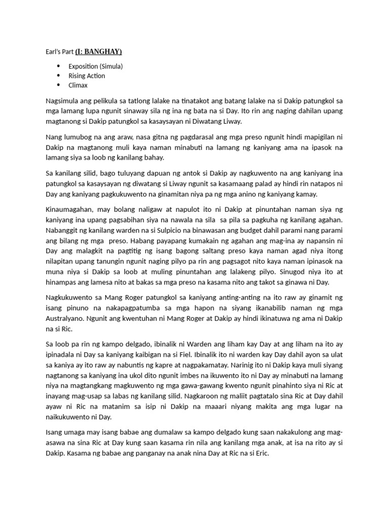 Earl's Part - I - BANGHAY | PDF