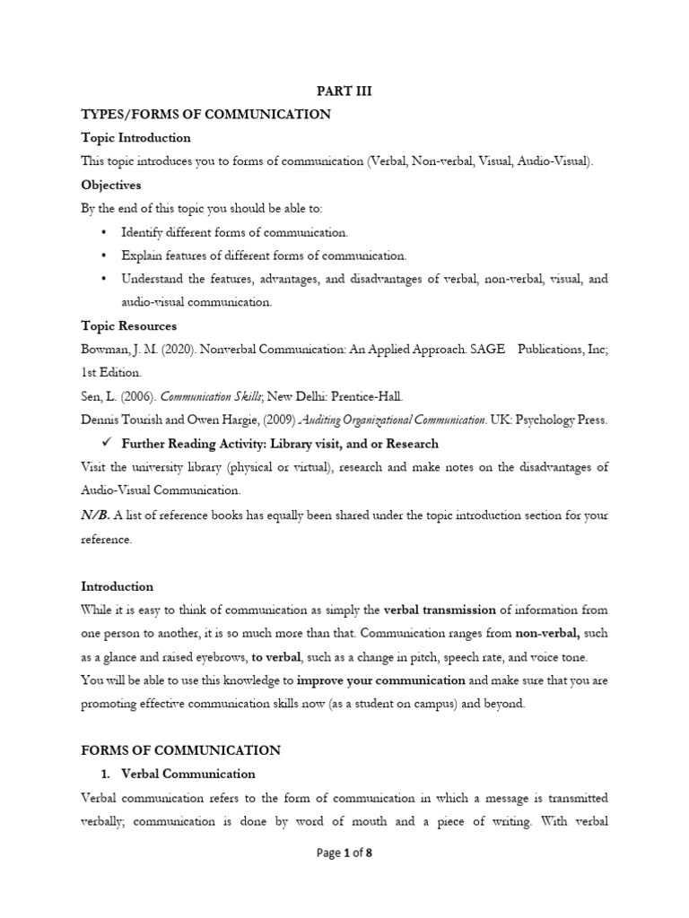 TOPIC 3. FORMS OF COMMUNICATION. Summary Notes With Tasks. | PDF ...