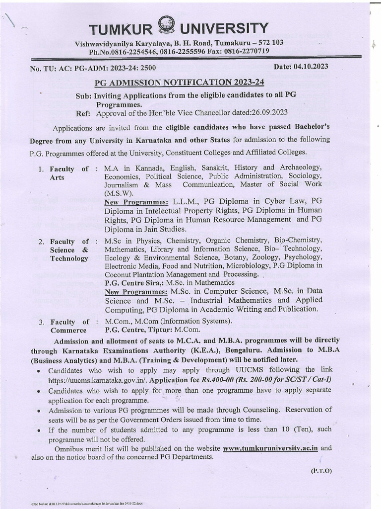 Tumkur: University | PDF | Science