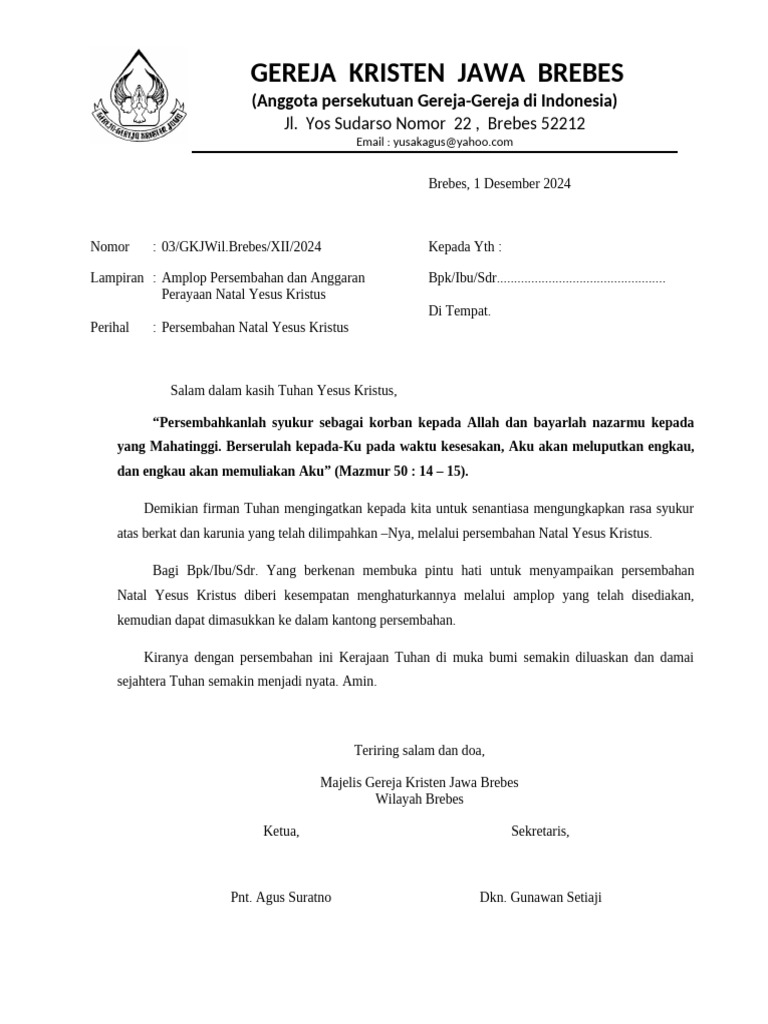 Surat Persembahan Natal 24 | PDF