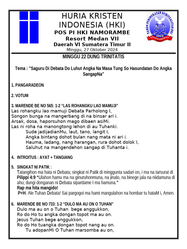 Revisi Print - Acara Minggu Bahasa Batak | PDF