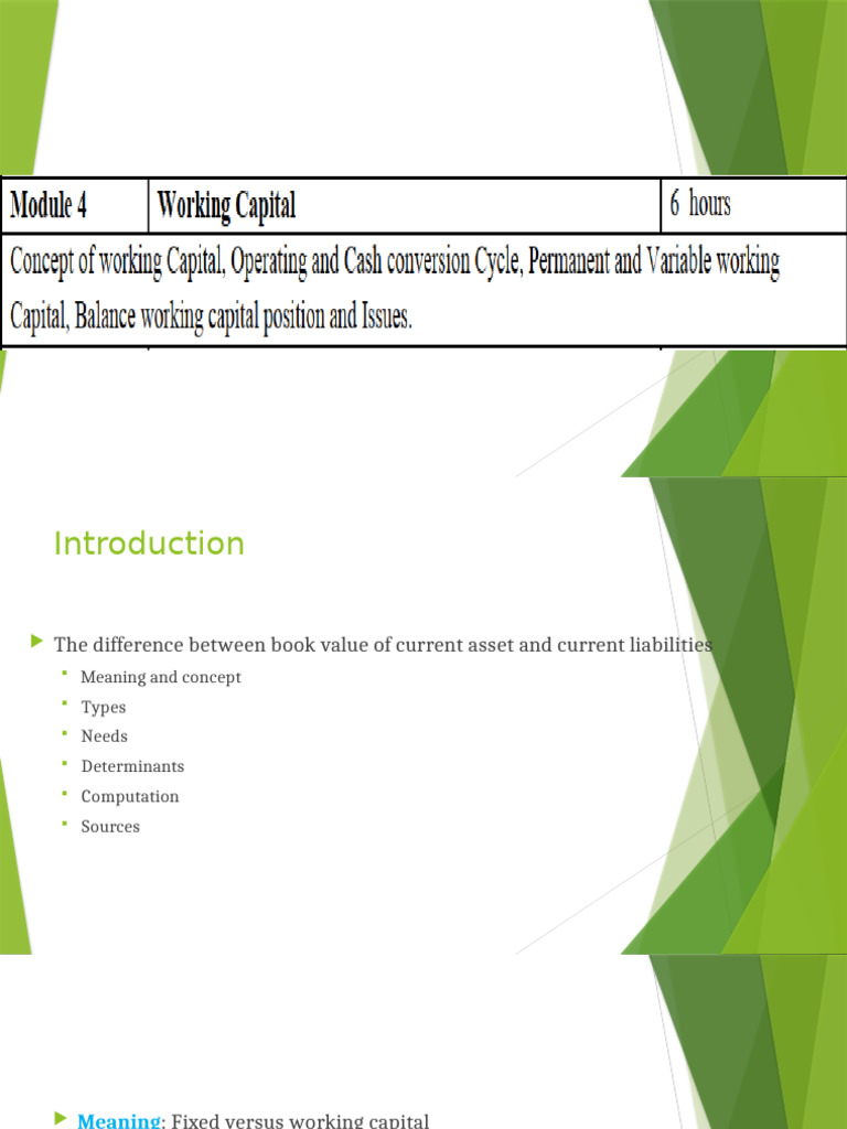 Module 5 - Working Capital | PDF | Working Capital | Capital (Economics)