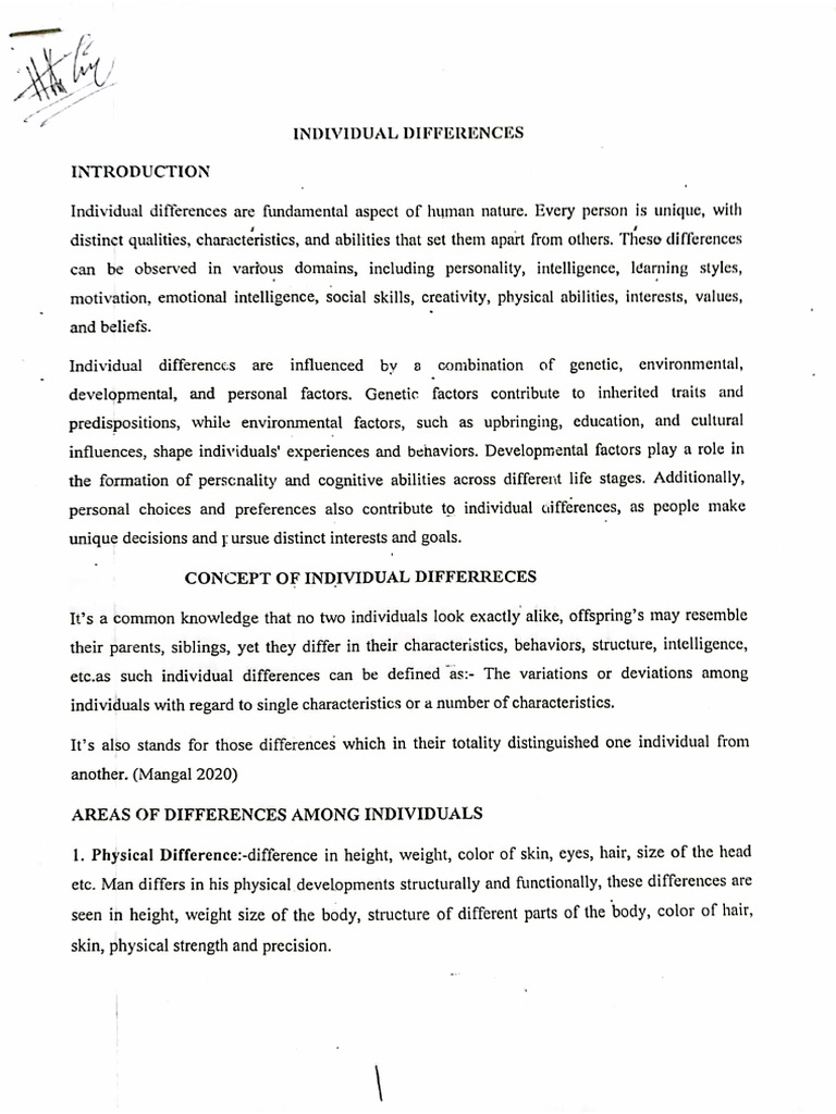 Edu 221 Educational Psychology - Individual Differences | PDF