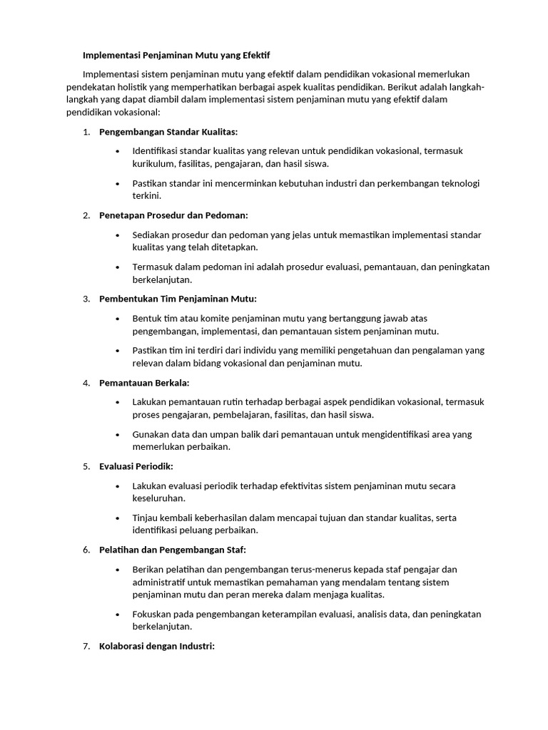 Faldi Aulianatara Tugas 1 Implementasi Penjaminan Mutu Yang Efektif | PDF