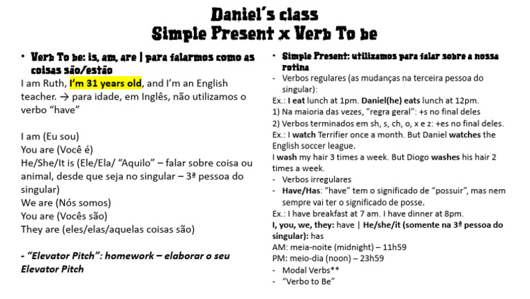 Simple Present X Verb To Be | PDF