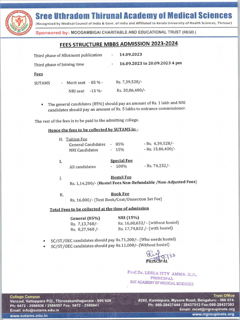 Fees Structure MBBS Admission 23 24 | PDF