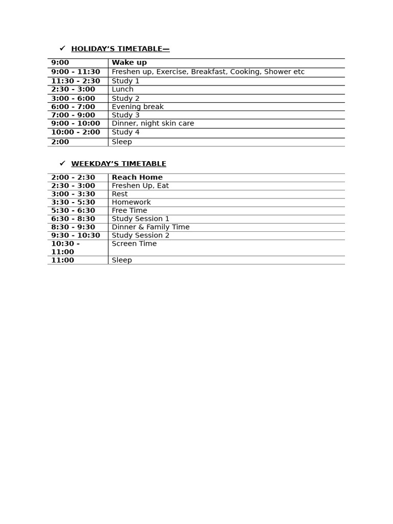 Final Timetable | PDF