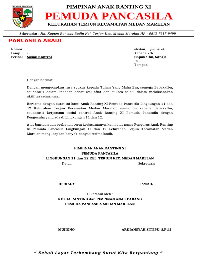 Undangan Pemuda Pancasila Doc | PDF