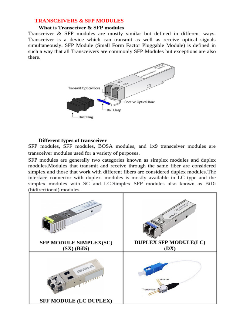 Transceivers Note 1 | PDF | Fiber Optic Communication | Electromagnetic ...