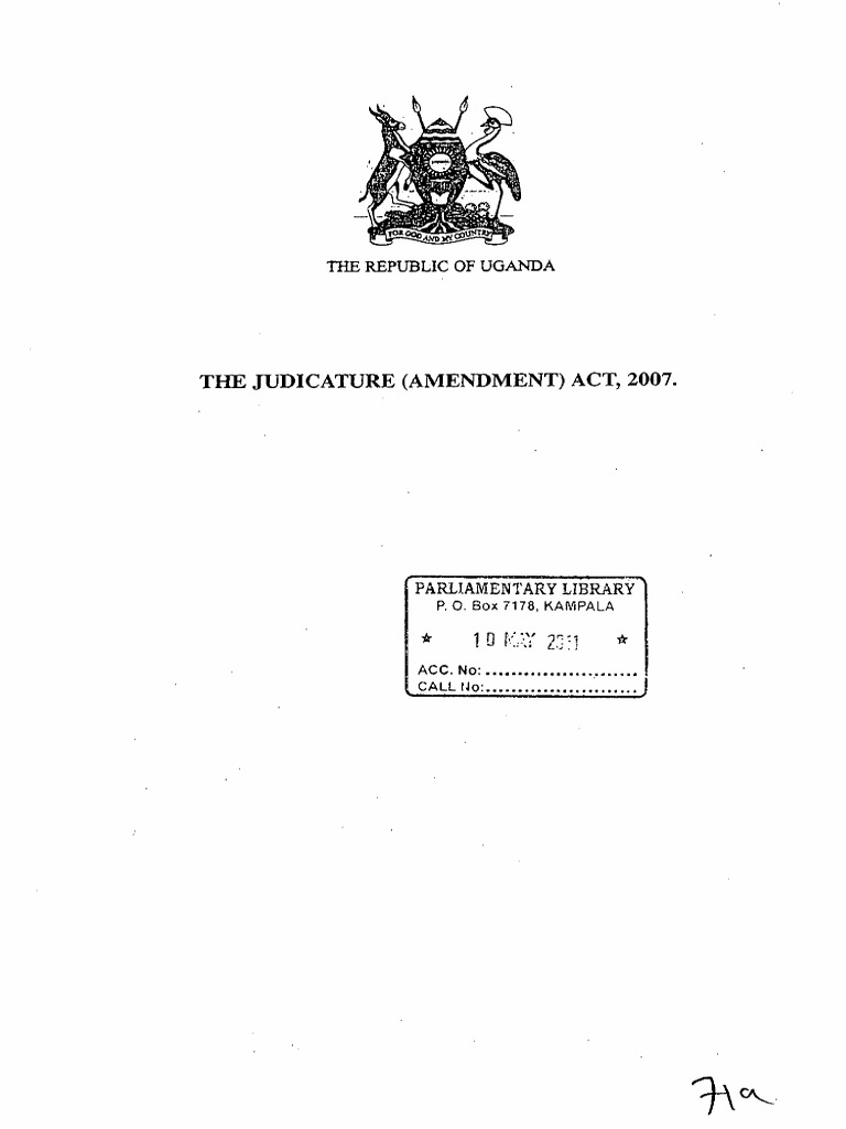 Laws of Uganda (Acts) - THE JUDICATURE (AMENDMENT) ACT, 2007 | PDF