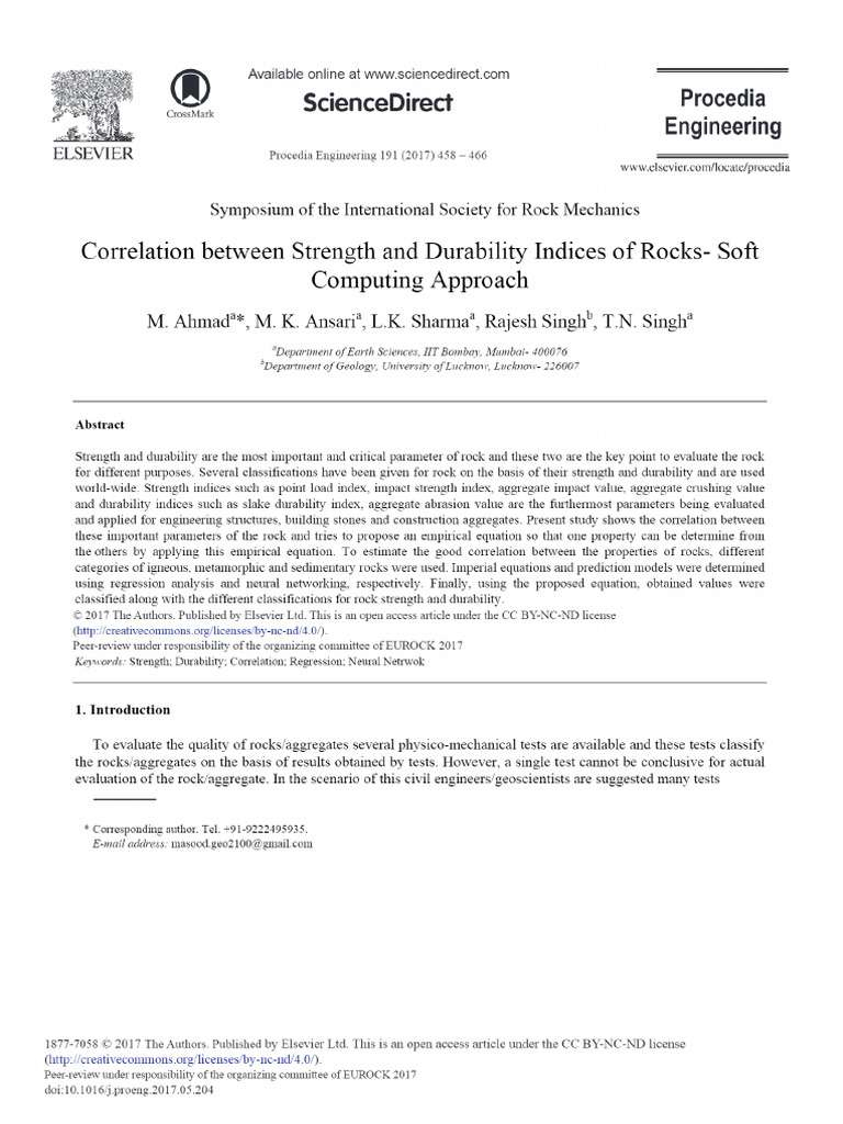 Correlation Between Strength and Durability Indices of Rocks - Soft ...