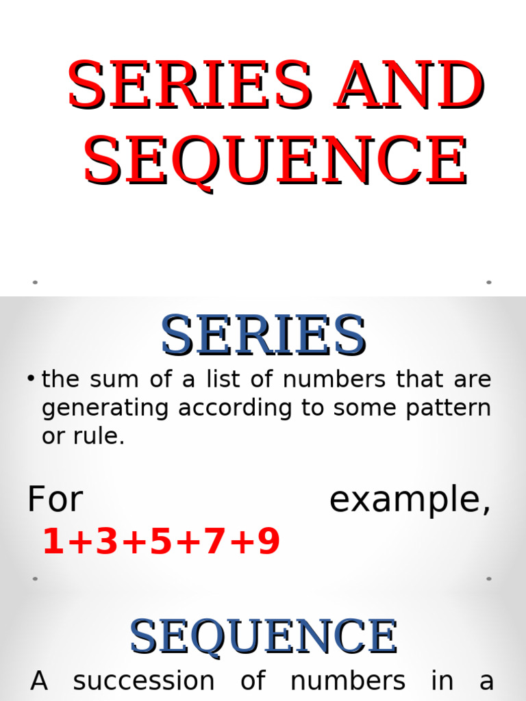 Series and Sequence | PDF