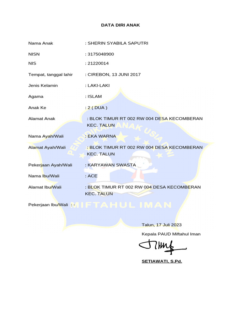 Rapor KUMER MIFTAHUL IMAN | PDF