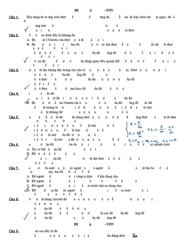 Chua TN 3 Dinh Luat Niuton - Phan 1+2 | PDF