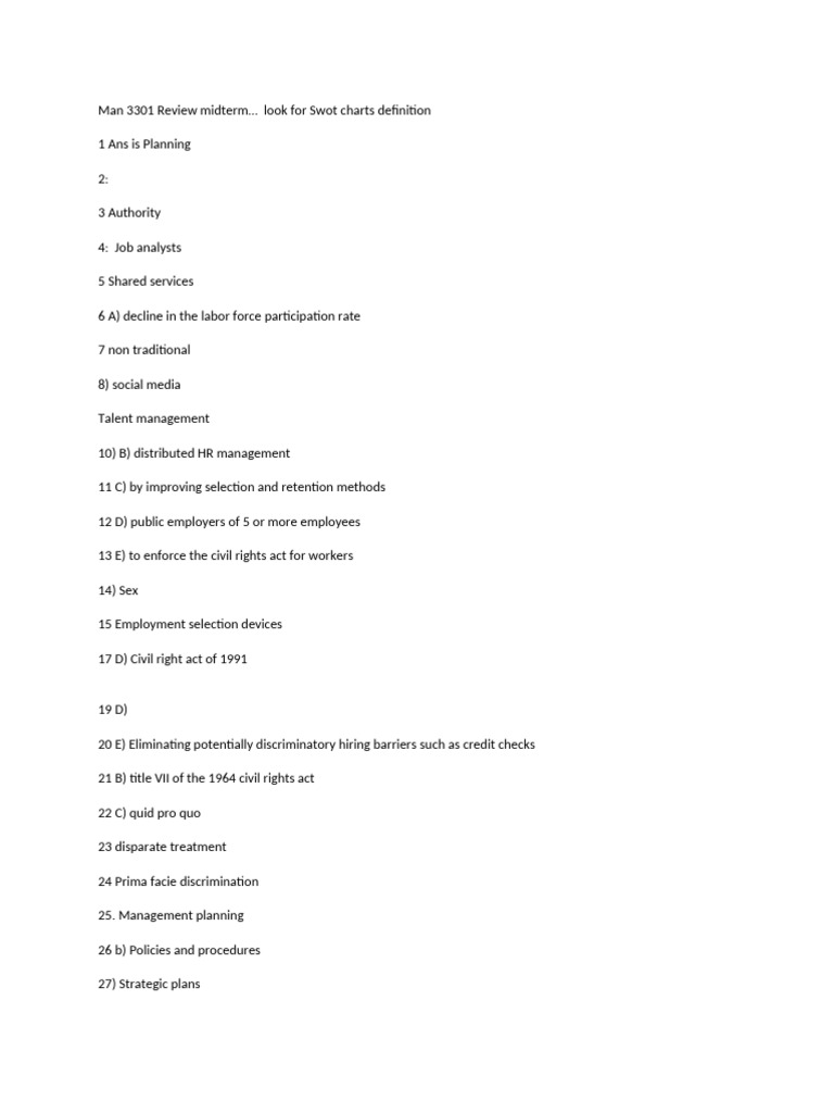 Man 3301 Midterm Review | PDF