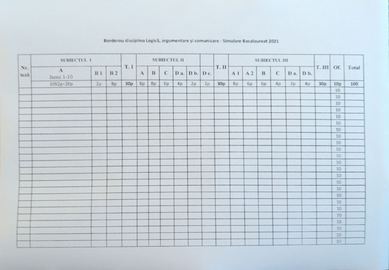 Borderou Corectare Logica | PDF