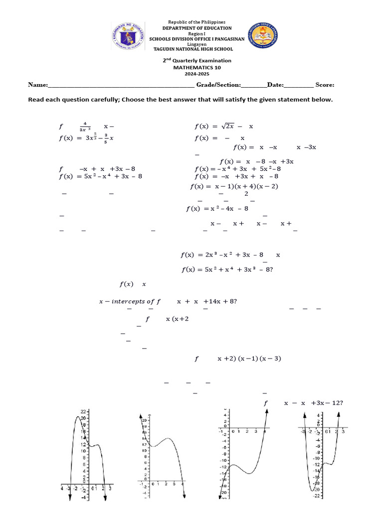 Math G10 Second Quarter Exam | PDF | Mathematics Of Computing | Algorithms