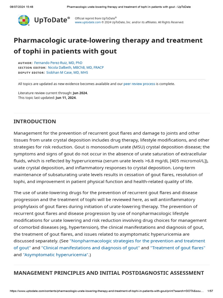 Pharmacologic Urate-Lowering Therapy and Treatment of Tophi in Patients ...