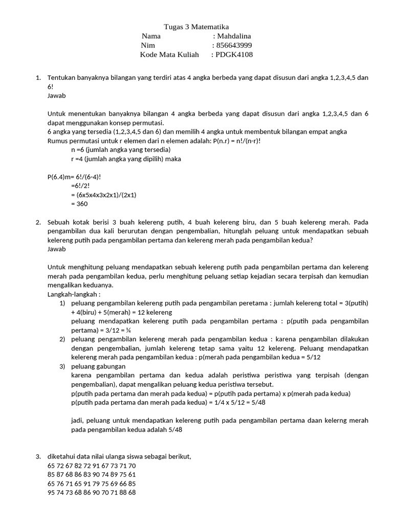Tugas 3 Matematika | PDF