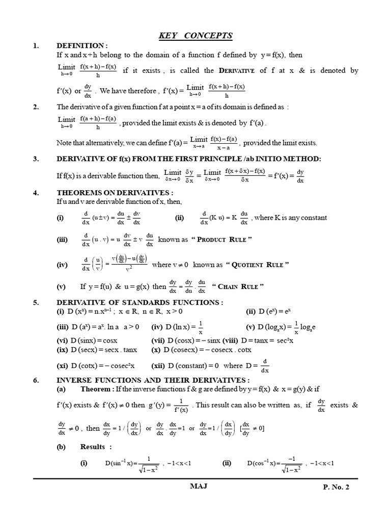 Differentiation Pdf Derivative Function Mathematics