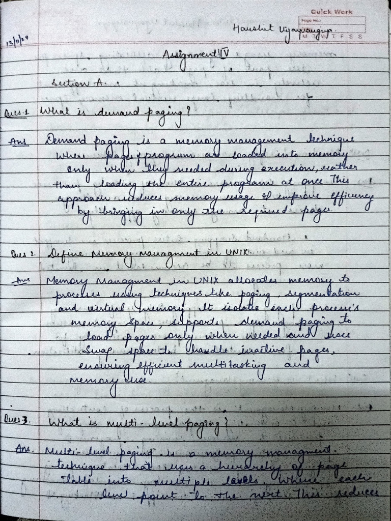 Harshit Vijayvargiya OS Assignment 4th | PDF