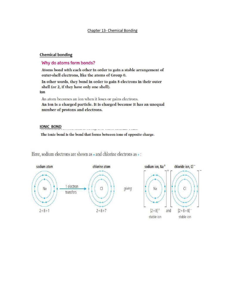 Chemical Bonding - Notes 1 | PDF