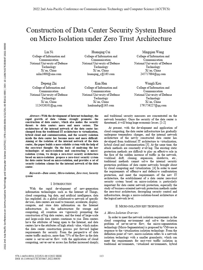 Construction of Data Center Security System Based On Micro Isolation Under Zero Trust ...