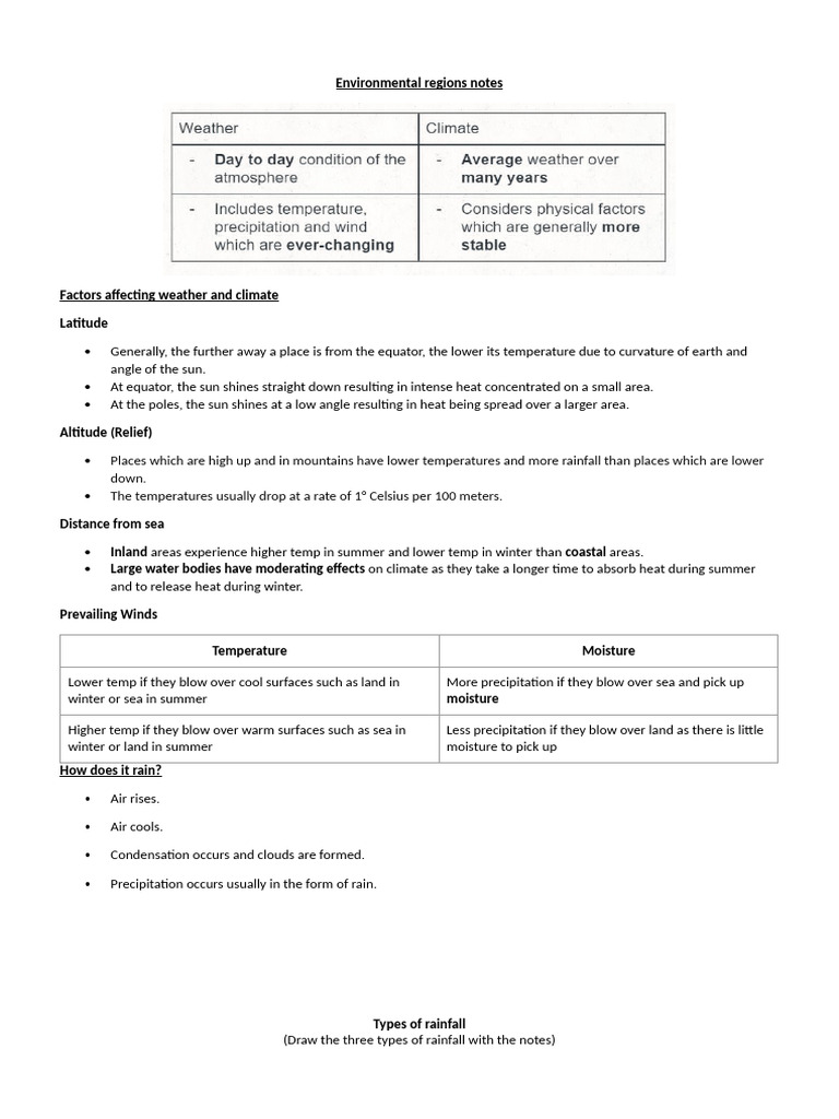 Weather and Climate Factors Explained | PDF | Rainforest | Precipitation