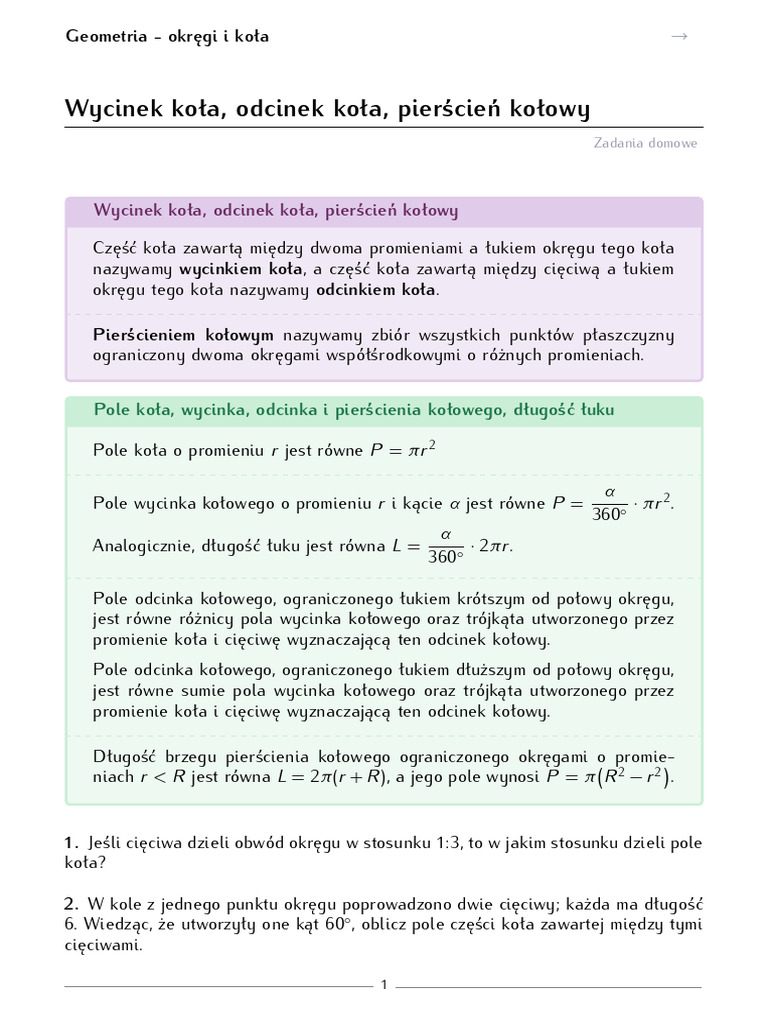 3 19 Wycinek Kola Odcinek Kola Pierscien Kolowy | PDF