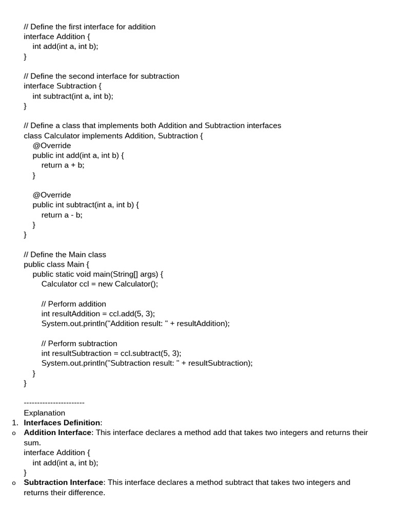 Two Interfaces Program Explanation | PDF | Integer (Computer Science ...