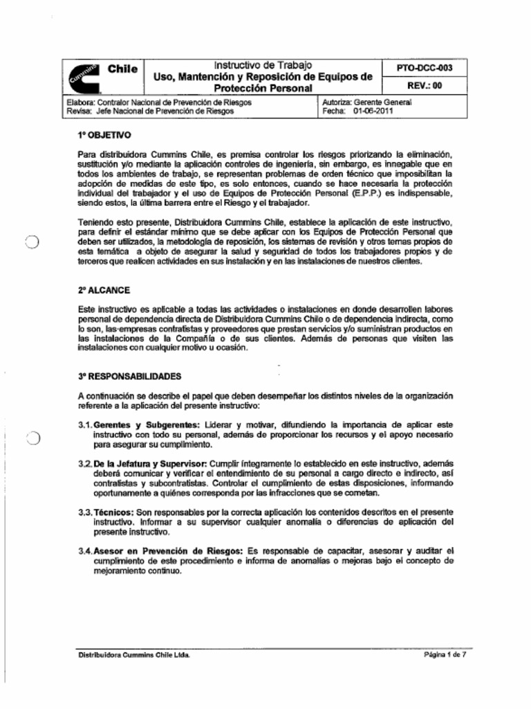 DCC-SSO-PTO-003 Uso, Mantencio'n y Reposicio'n de Equipos de Proteccio ...