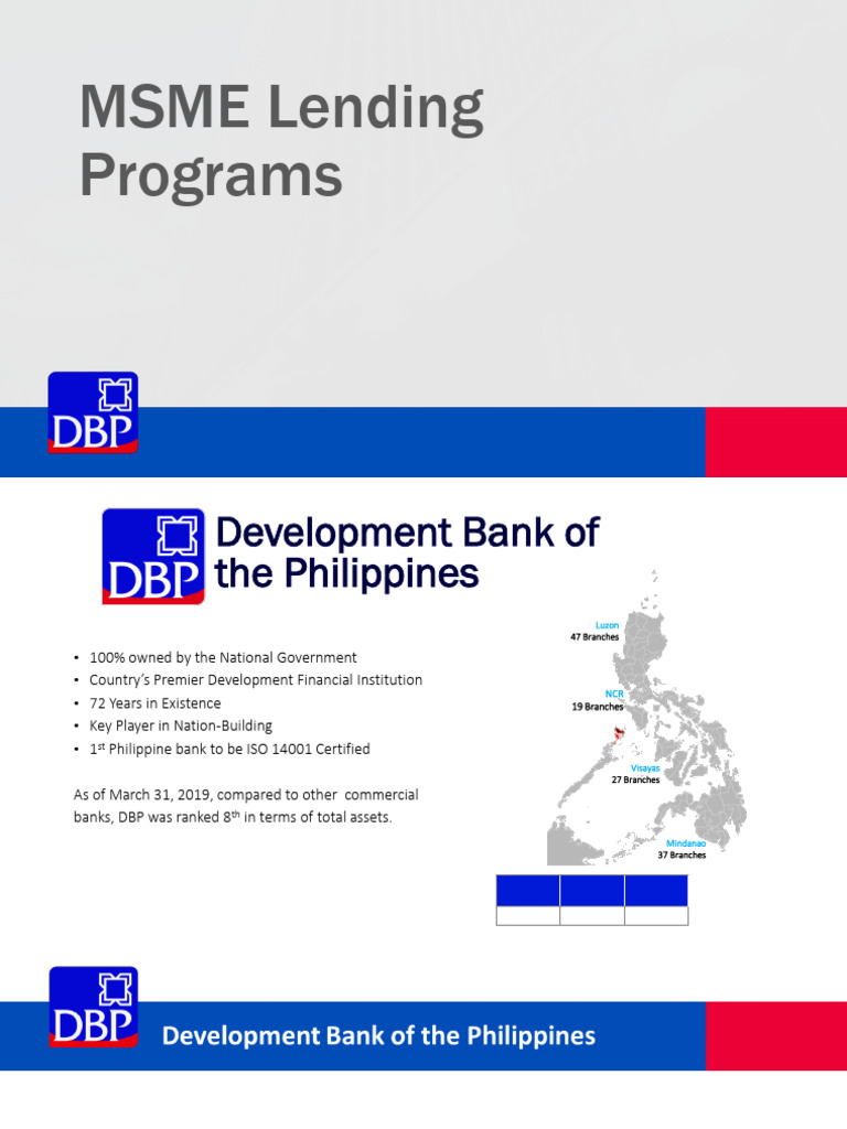 DBP Lending Programs CDA Koops Eforum10062020 | PDF | Loans | Banks