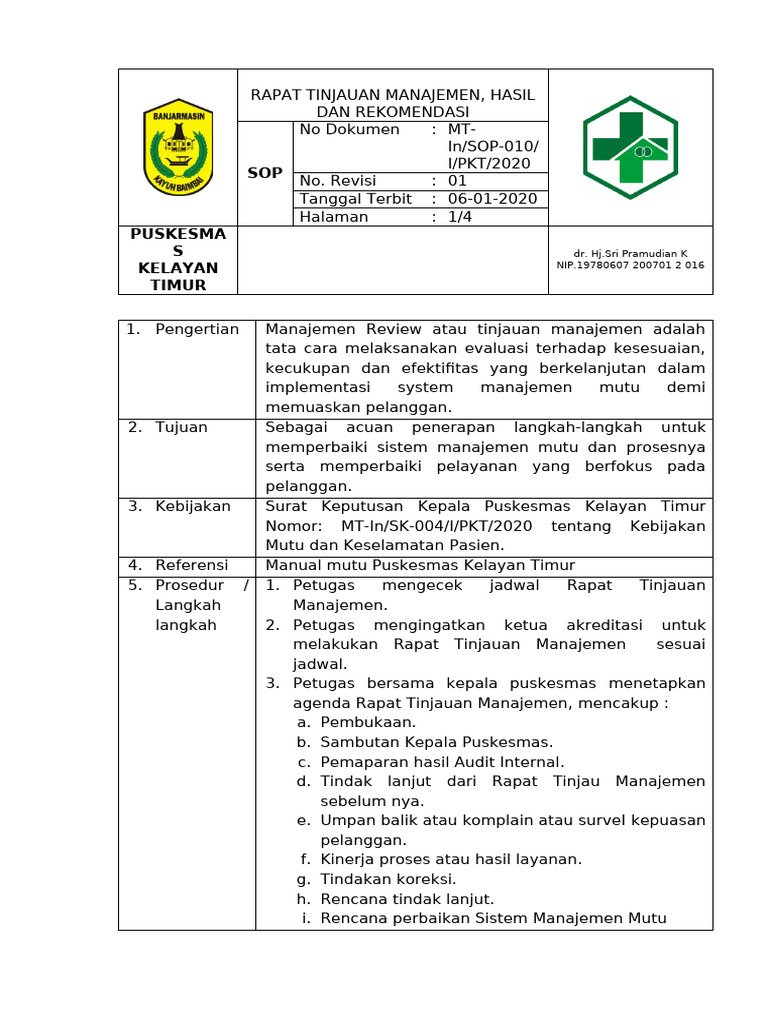 Sop Rapat Tinjauan Manajemen | PDF