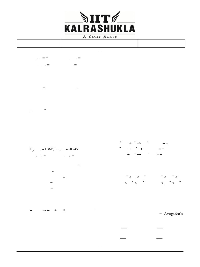 JM - (PYQ) DPP-Electrochemistry | PDF | Electrochemistry | Applied And Interdisciplinary Physics