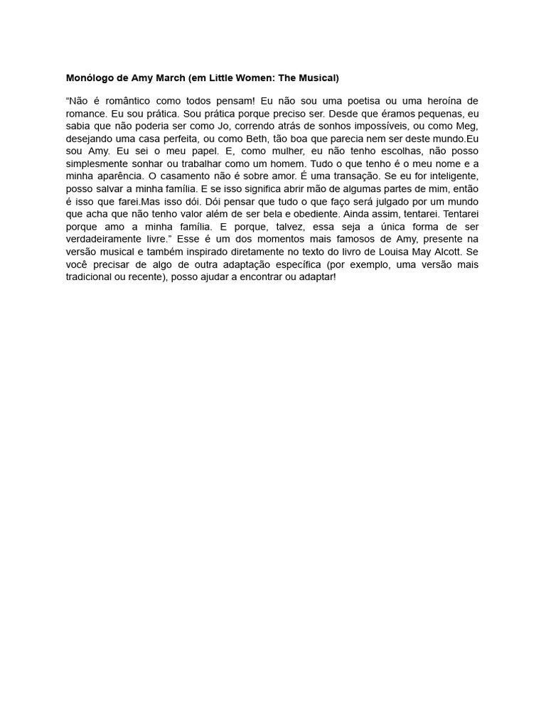 Monólogo de Amy March em Little Women | PDF