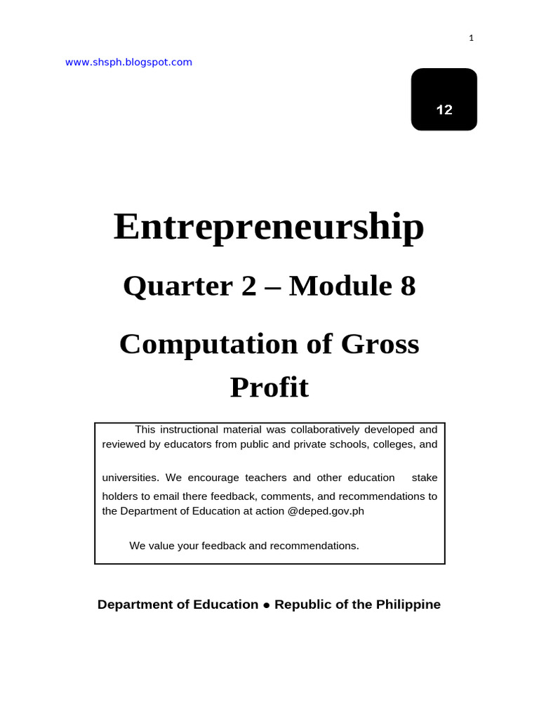 Mod8 - Computation of Gross Profit - v2 | PDF | Expense | Gross Income