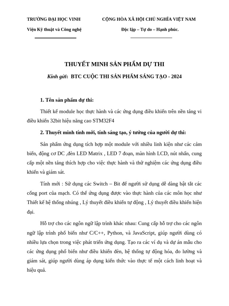 Thuyet Minh San Pham | PDF