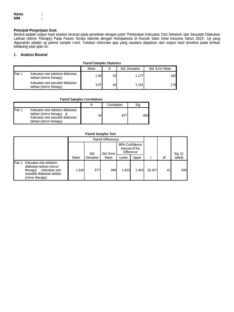Soal 3. Paired Sample T-Test | PDF