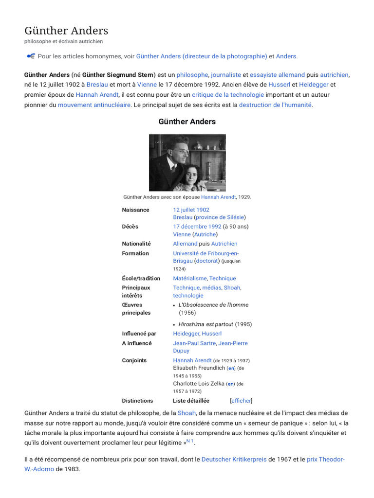Günther Anders - Wikipédia | PDF