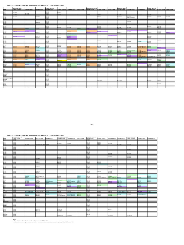Draft - Examination Timetable - September 2024 | PDF