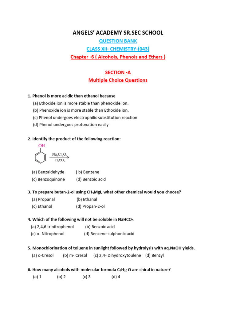 Chemistry Question Bank for Class XII | PDF | Reaction Rate | Carbohydrates
