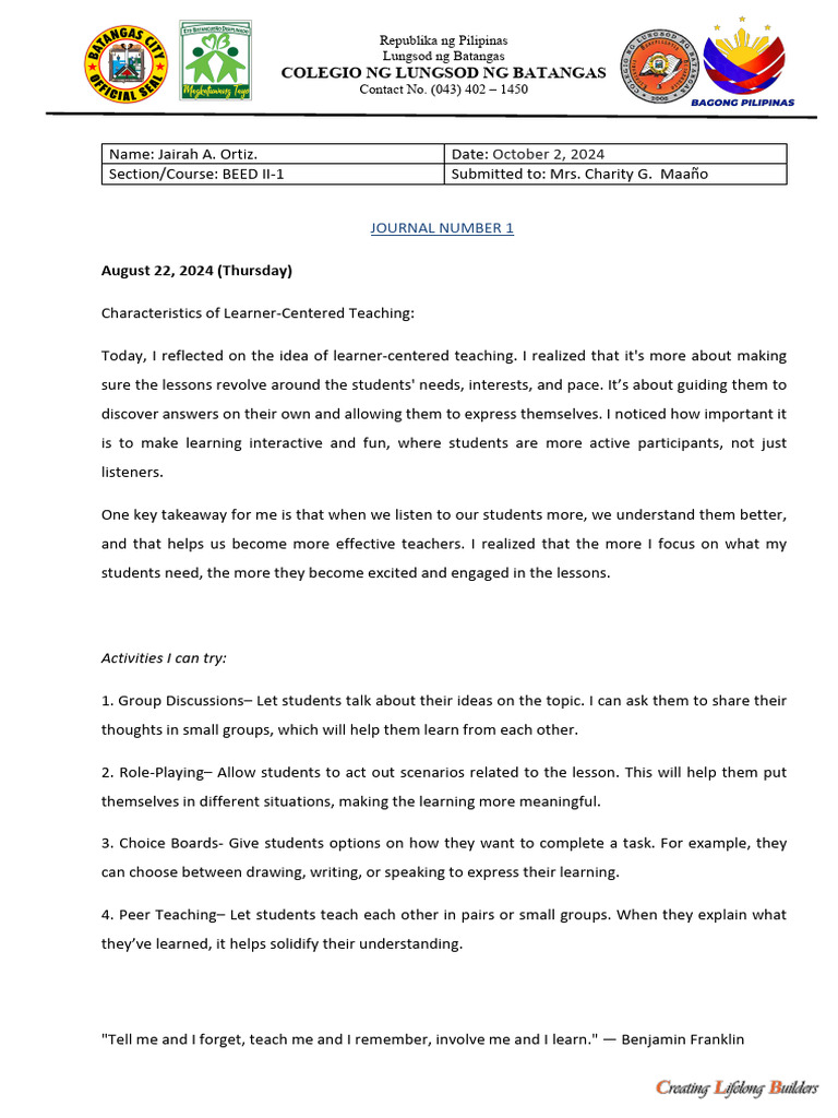 Future Teacher's Reflections | PDF | Id | Motivational