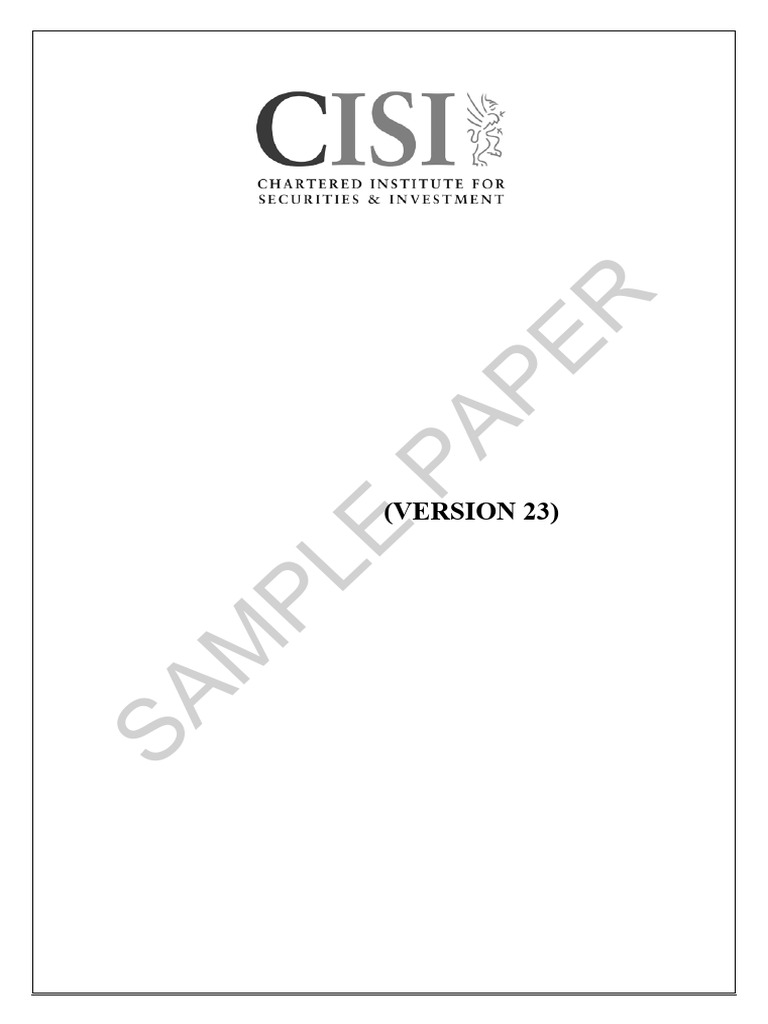 Cis2 V23 Sample Paper Pdf Bonds Finance Securities Finance
