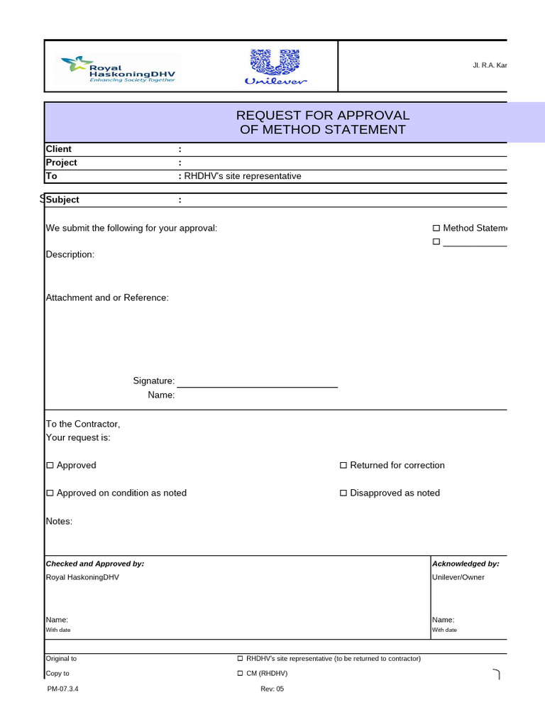 PM-07.4 Approval For Method Statement | PDF