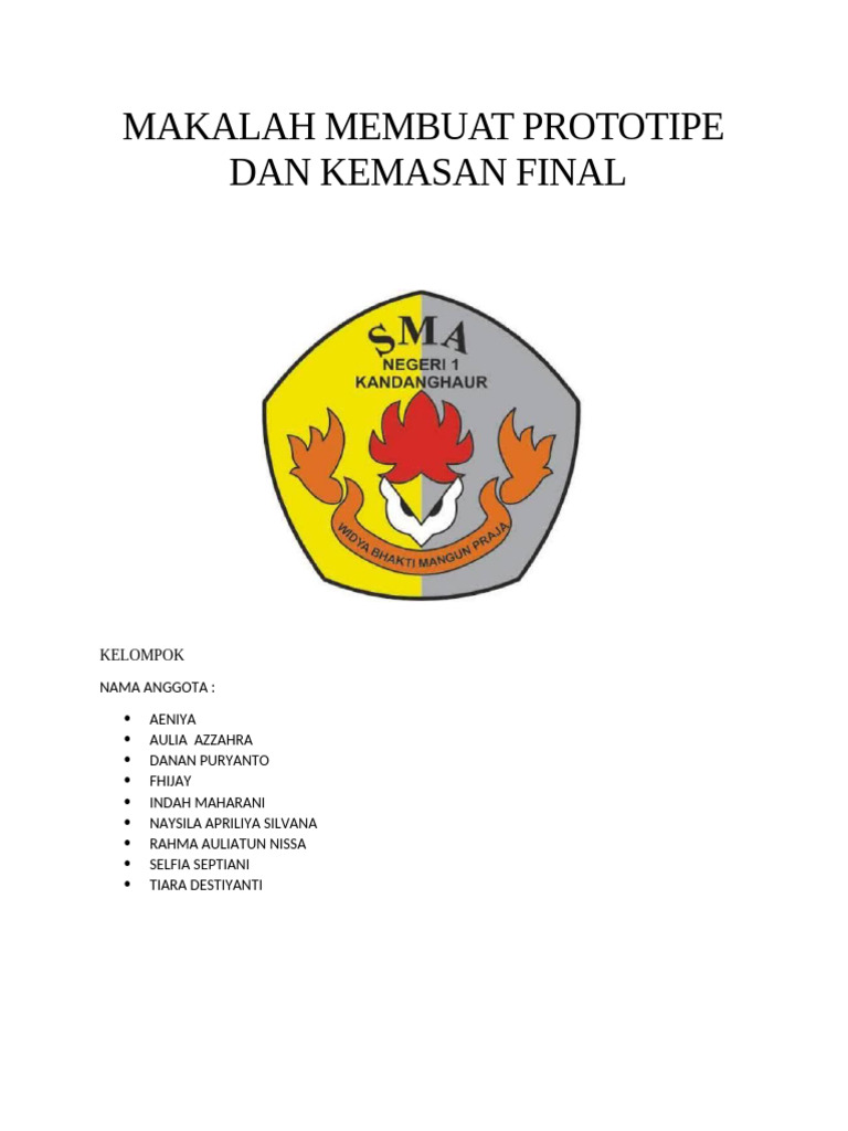 Prototipe dan Kemasan Final Produk | PDF