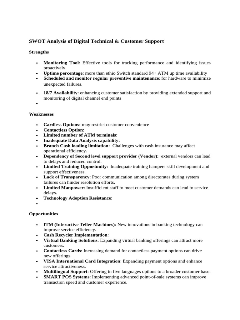 TSO SWOT Analysis | PDF | Automated Teller Machine | Point Of Sale